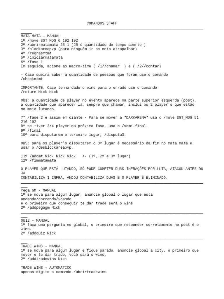 Comandos Staff | PDF