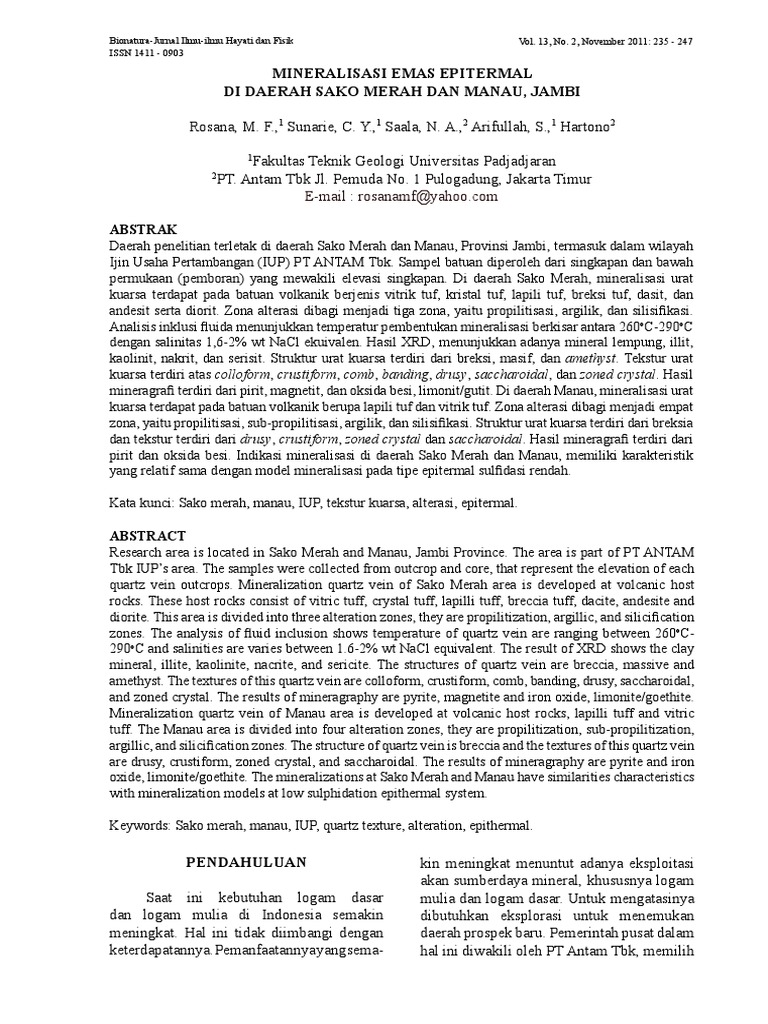 Mineralisasi Emas Epitermal | PDF