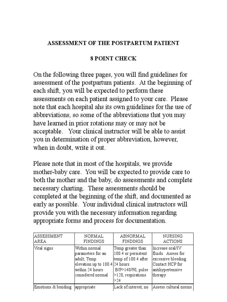 Assessment of The Postpartum Patient | PDF | Nipple | Postpartum Period