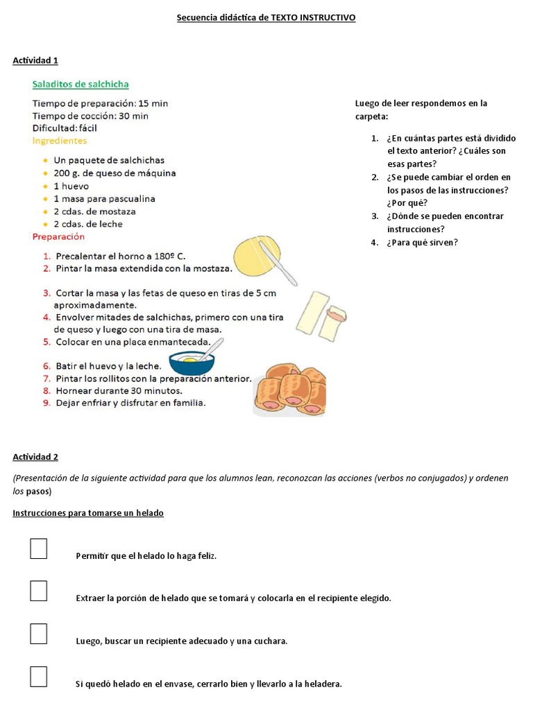 Secuencia Didáctica de TEXTO INSTRUCTIVO | PDF | Verbo
