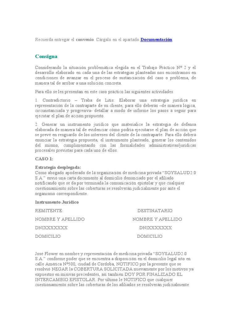 Consignas tp3 Practica Profesional Abogacia Siglo XXI | PDF | Gobierno | Justicia