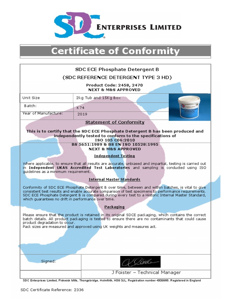 SDC ECE Detregent Type B Data Sheet | PDF