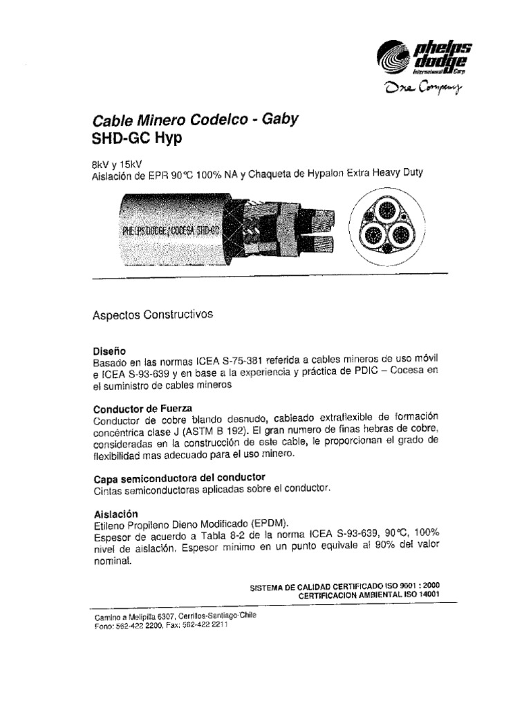 Tabla de Calibres, Cable Minero 8KV DGM | PDF