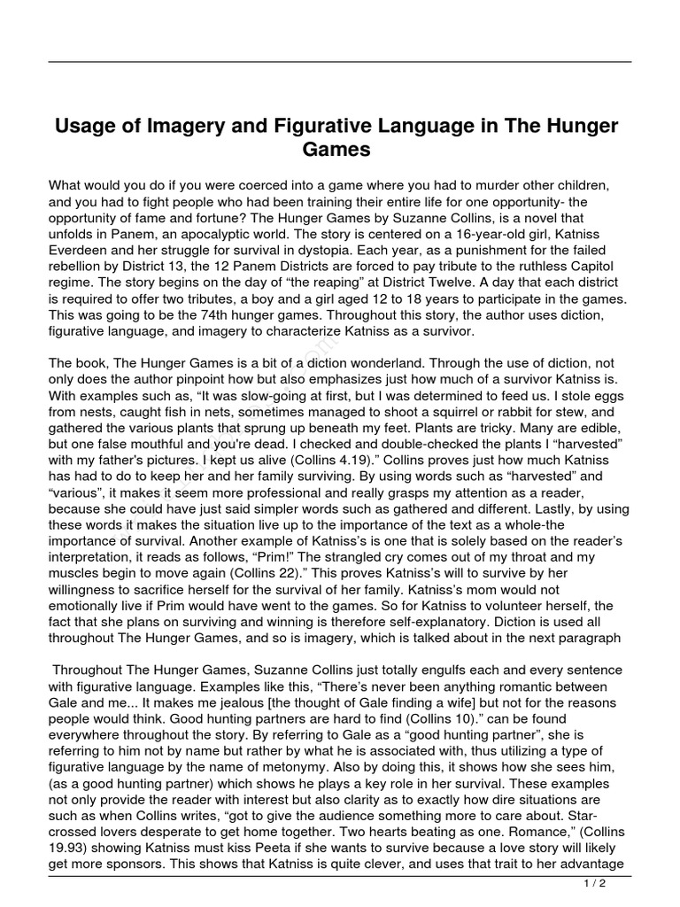 Usage of Imagery and Figurative Language | PDF | The Hunger Games