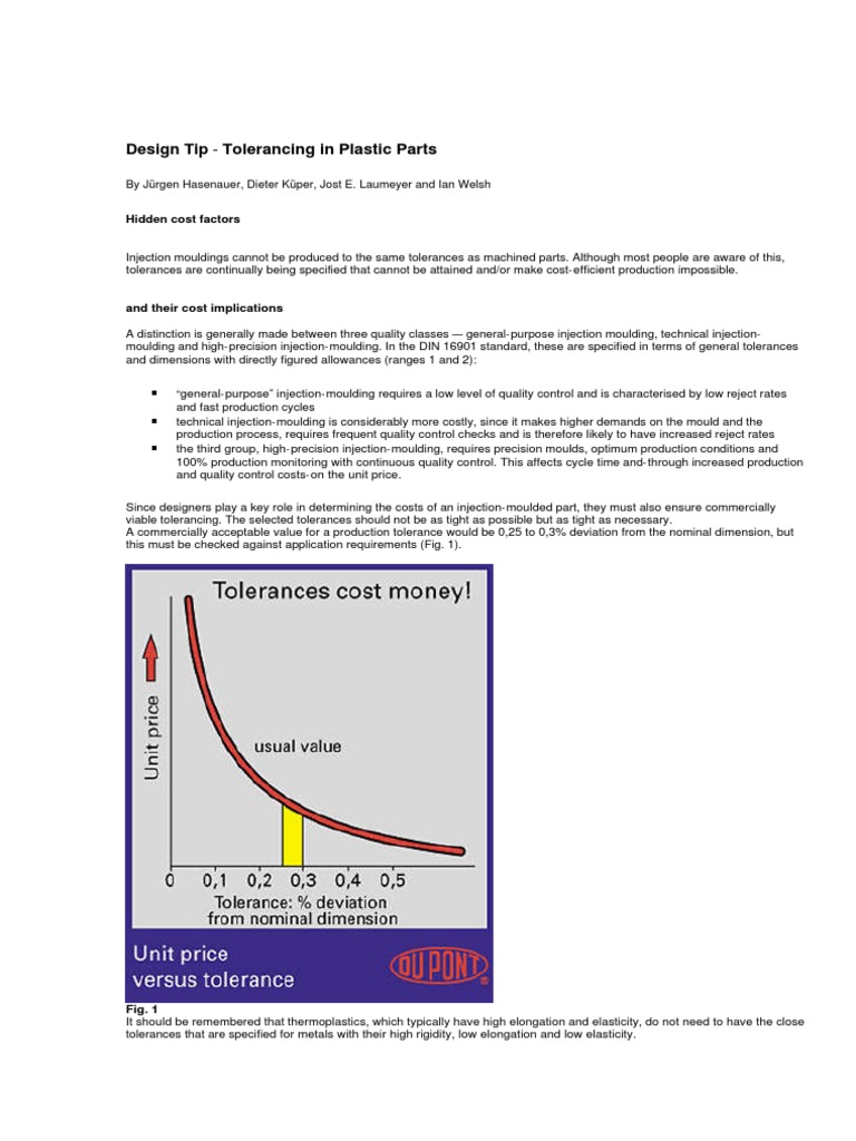 Tolerancing in Plastics | PDF | Engineering Tolerance | Materials