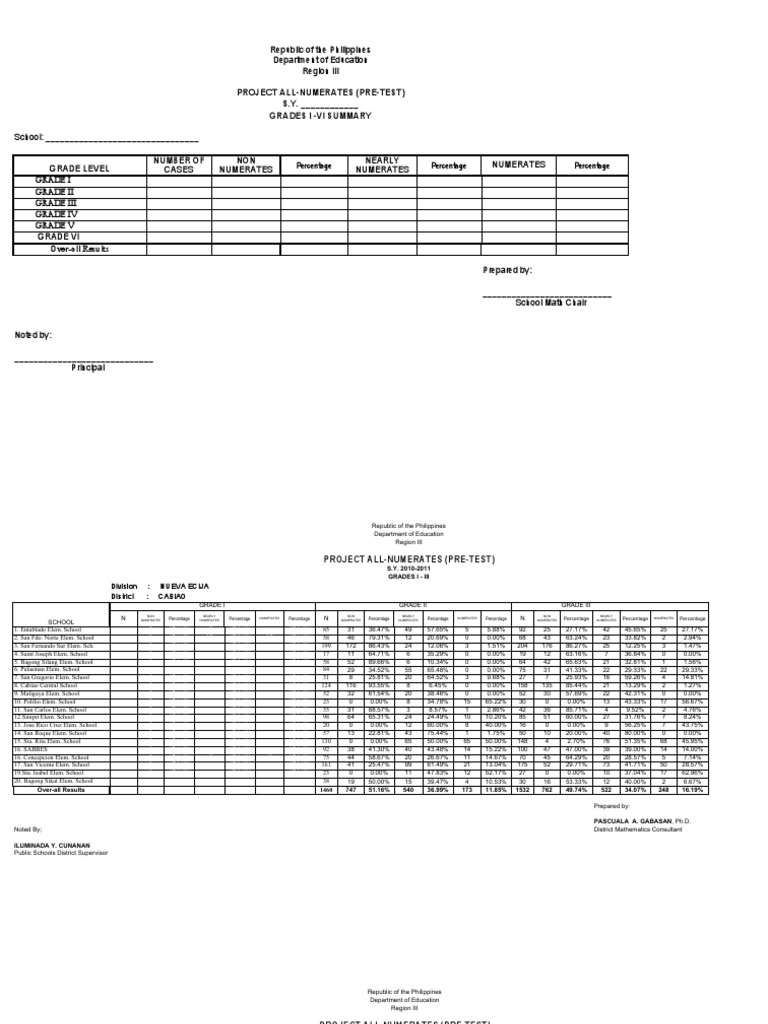 Project All-Numerates AN Blank Form | PDF