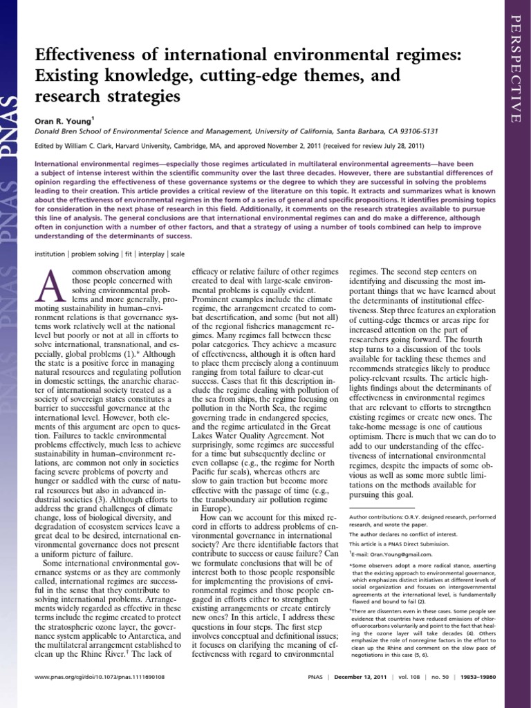 Oran Young - Effectiveness of International | PDF | Governance ...