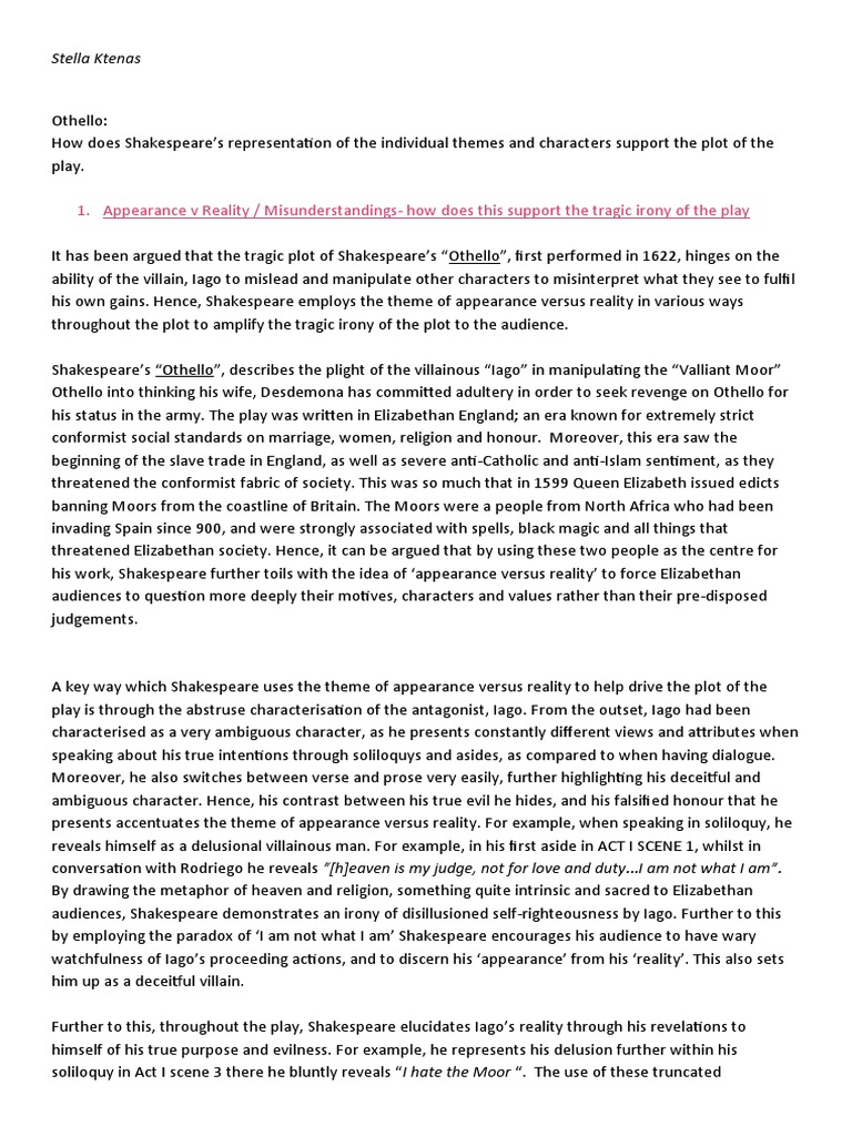 Module C - Othello - Essay (Stella Ktenas) | PDF | Iago | Othello