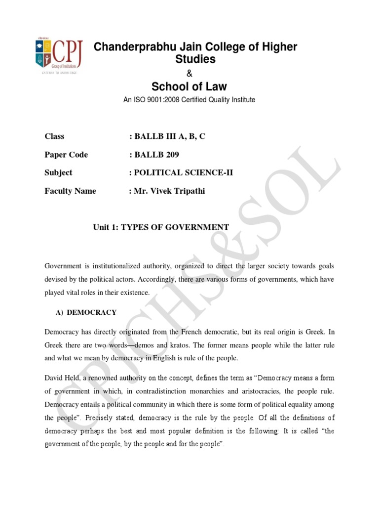 Political Science CPJ Notes | PDF