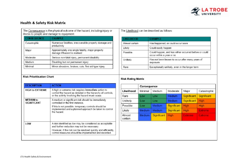 Health & Safety Risk Matrix | PDF