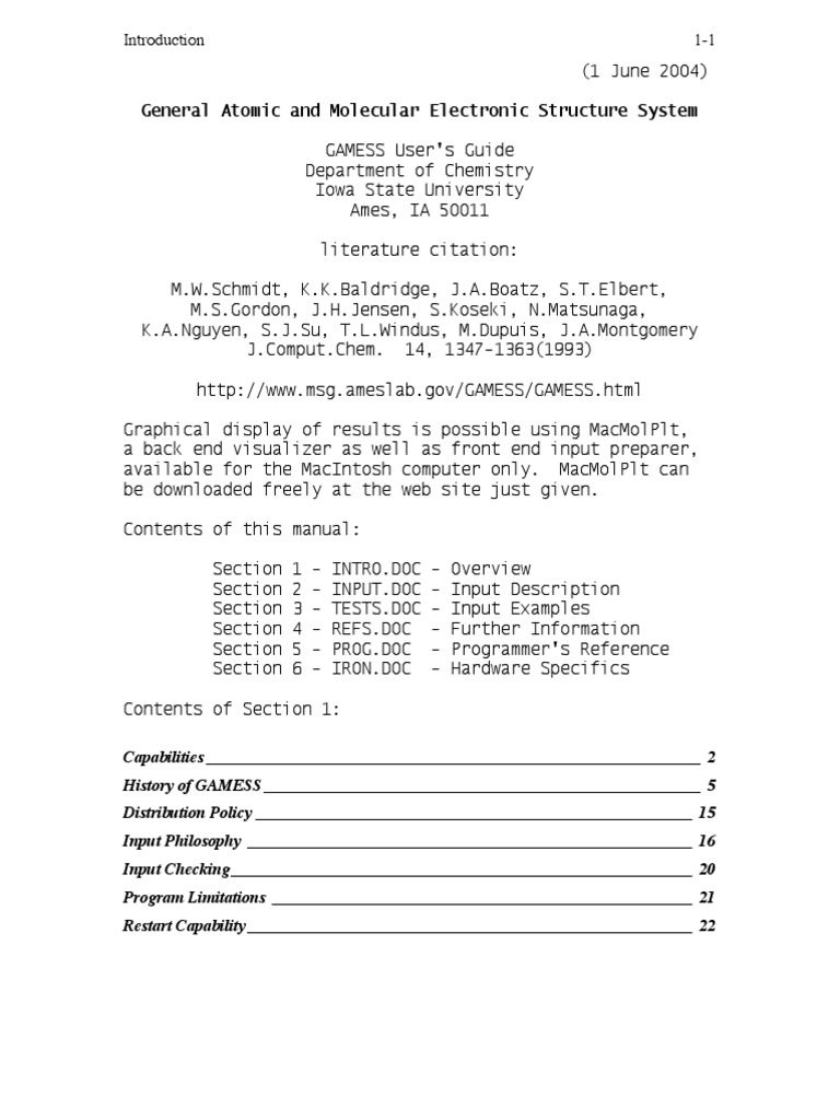 General Atomic and Molecular Electronic Structure System | PDF ...