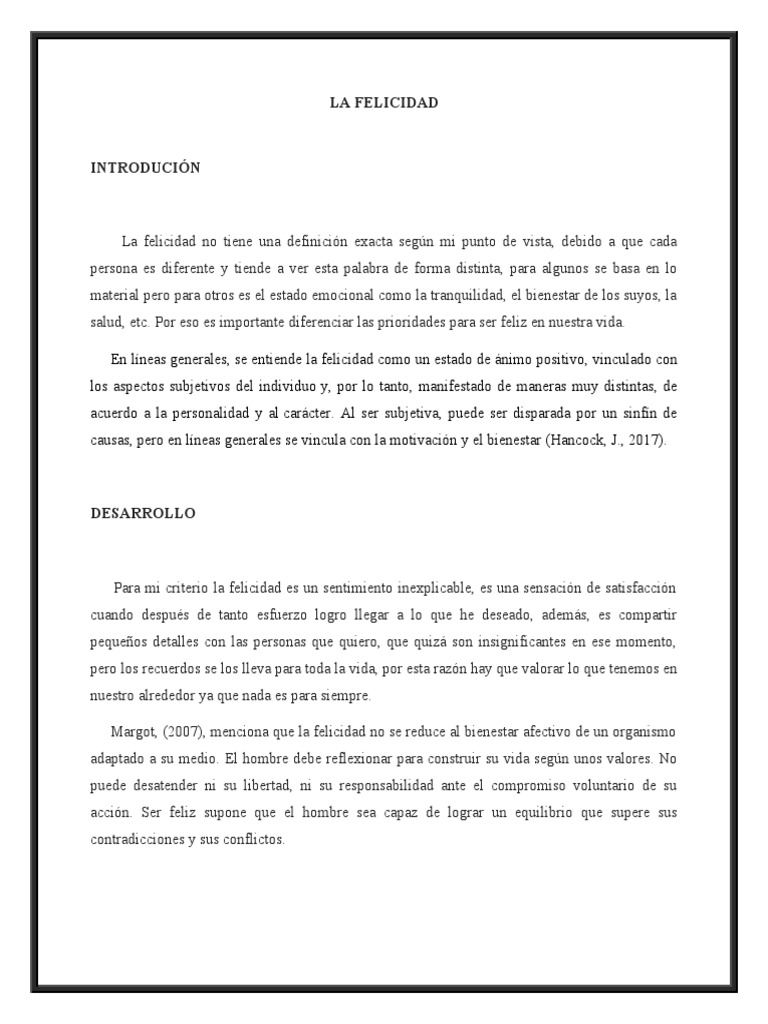 La Felicidad Pdf Felicidad Bienestar