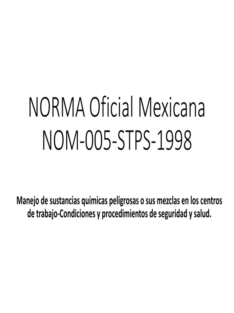 Norma Oficial Mexicana Nom 005 Stps 1998 | PDF | Toxicidad