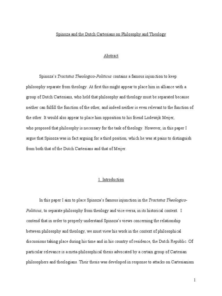 Spinoza's Philosophy vs. Dutch Cartesians | PDF | René Descartes ...