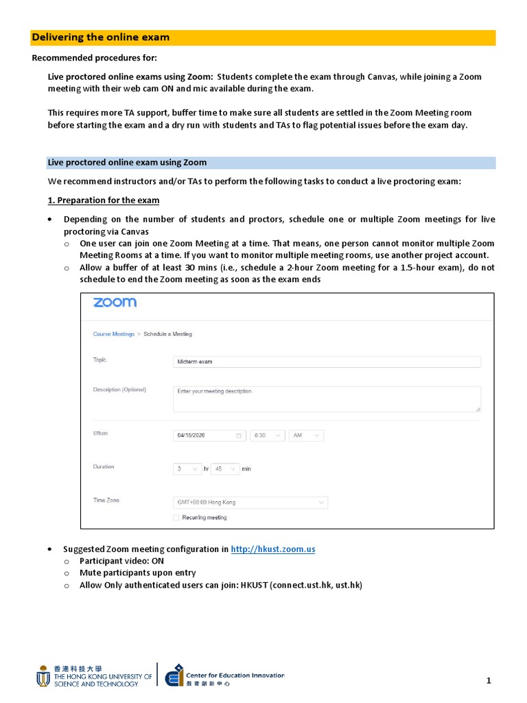Good Practices For Conducting Live Proctored Online Exams Using Zoom ...