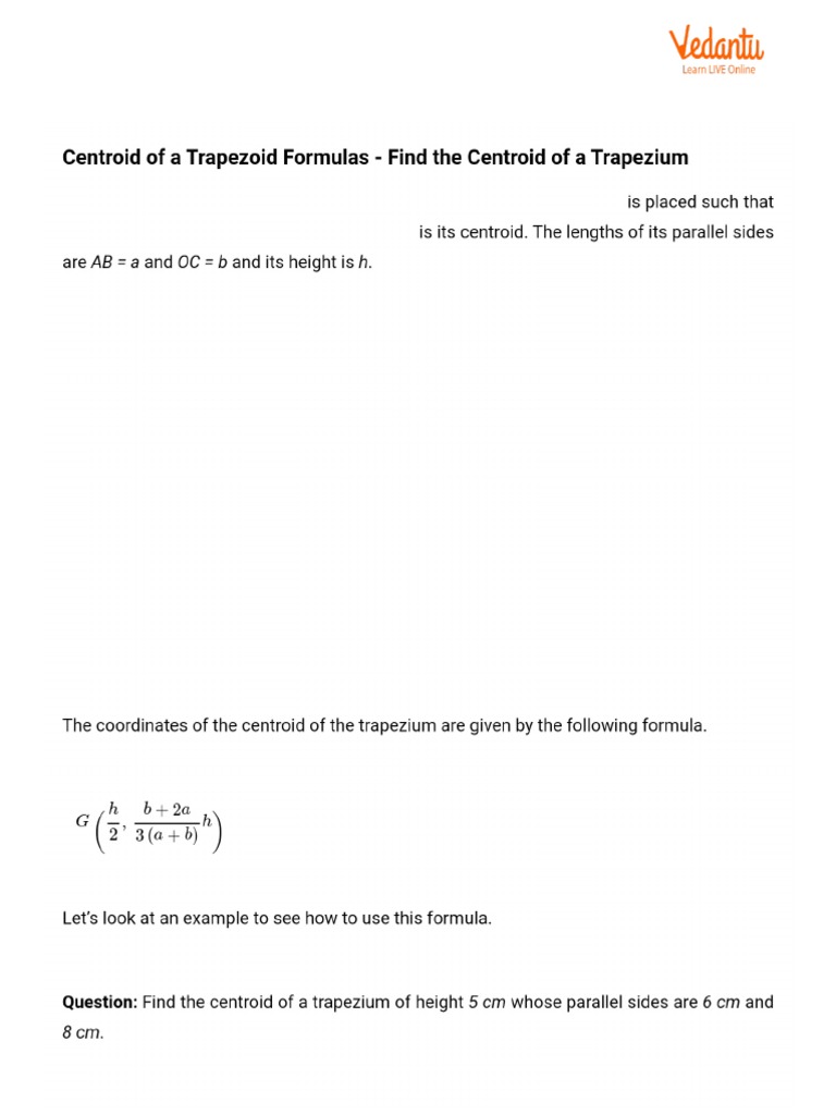 Centroid of A Trapezoid Formula | PDF
