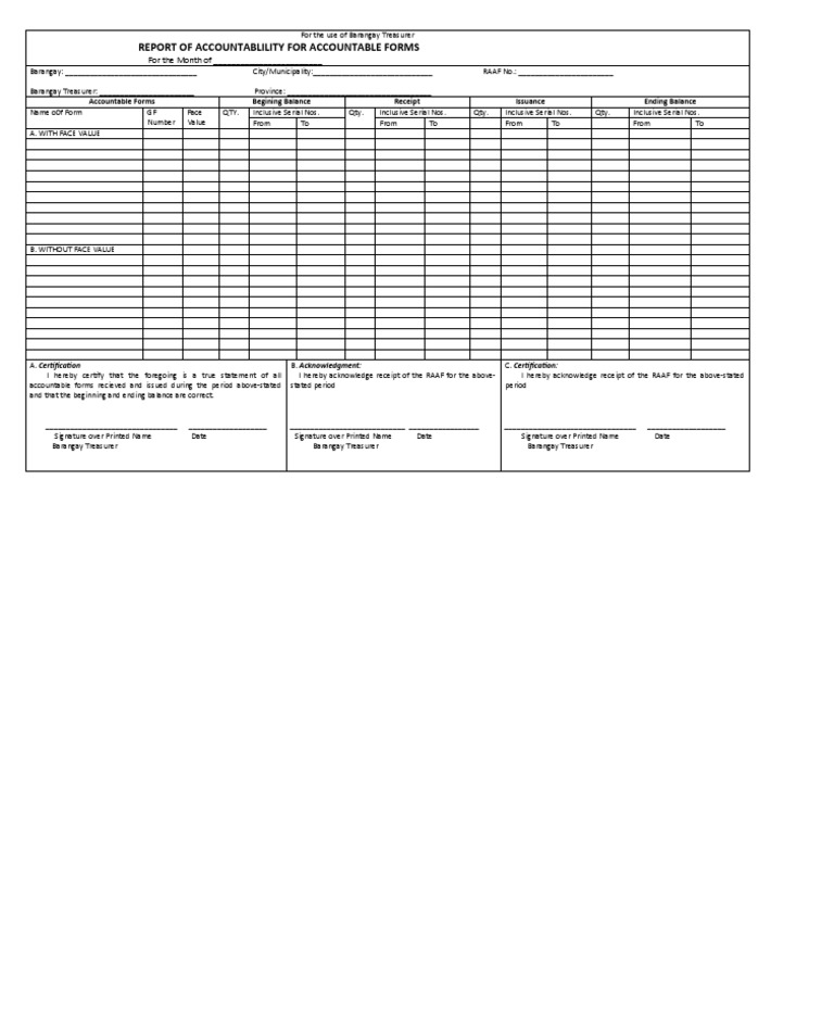 Report of Accountablility For Accountable Forms | PDF
