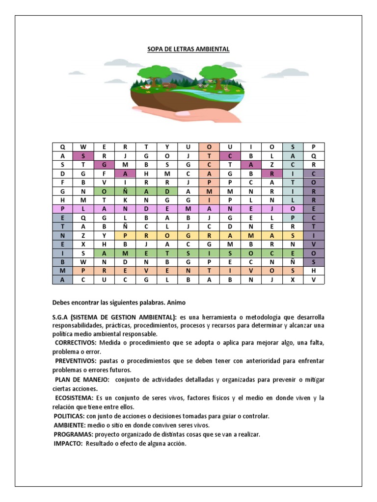 Sopa de Letras Ambiental | PDF | Sustentabilidad | Entorno natural