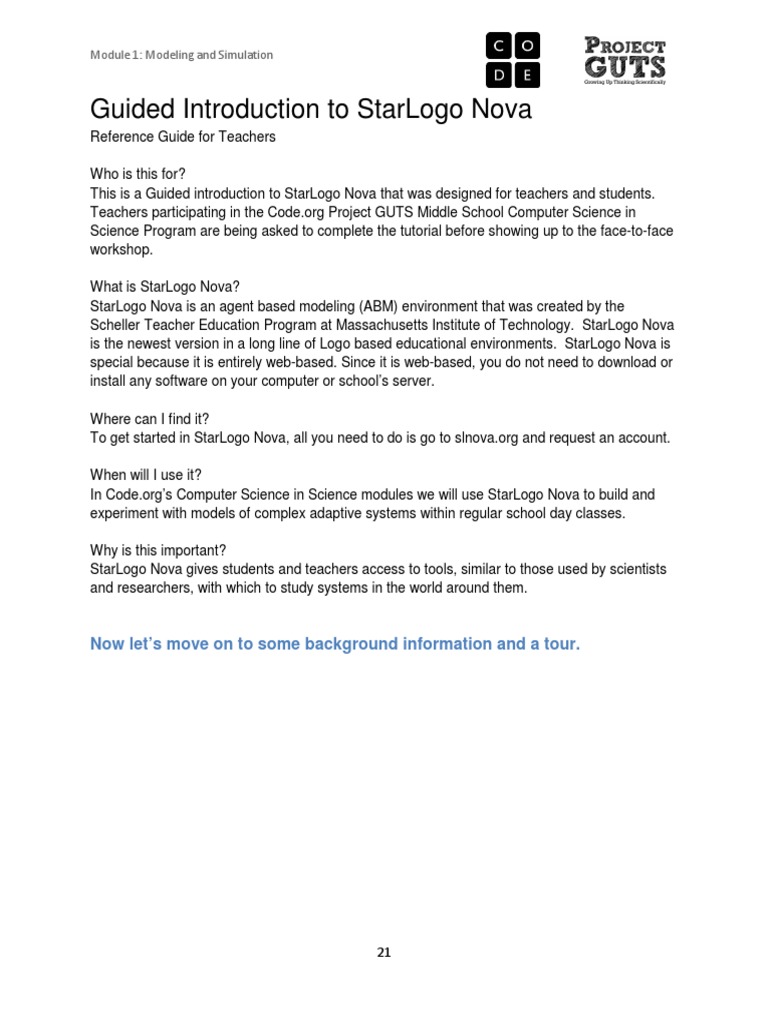 Intro To Starlogo Nova and Flower Tutle Challenge With Extentions | PDF | Simulation | Internet ...