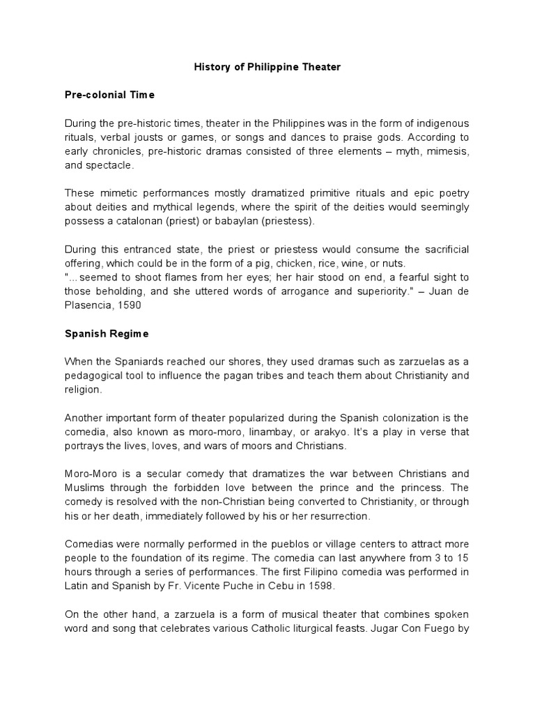 History of Philippine Theater | PDF | Theatre