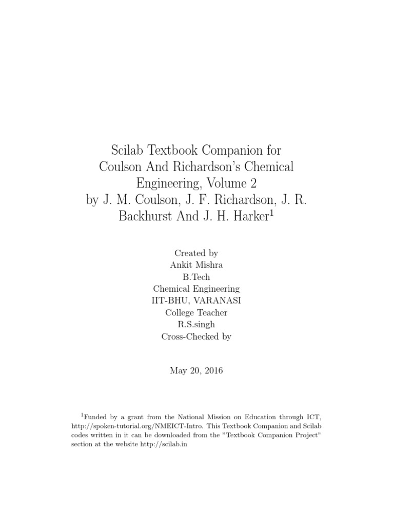 Scilab - Coulson and Richardson's Chemical Engineering, Volume 2 - J. M ...