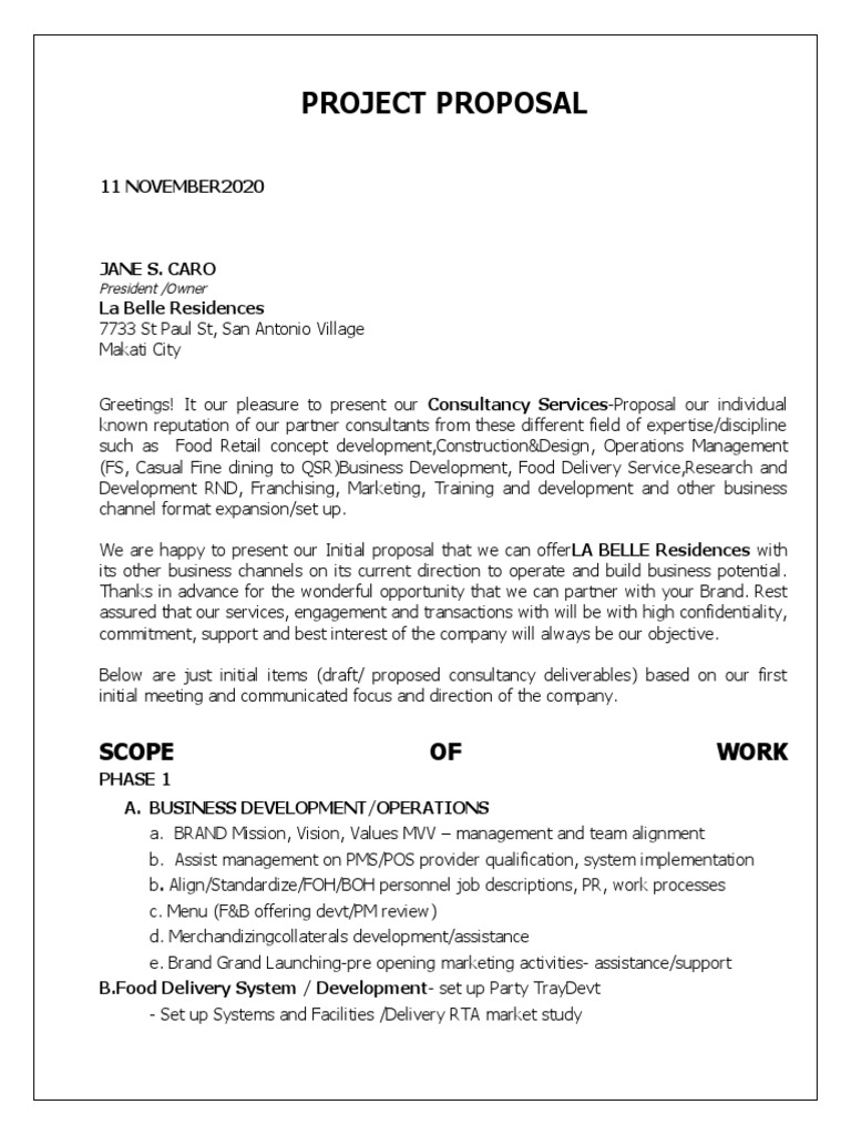 Project Proposal For LA BELLE Hotel | PDF | Confidentiality | Non ...