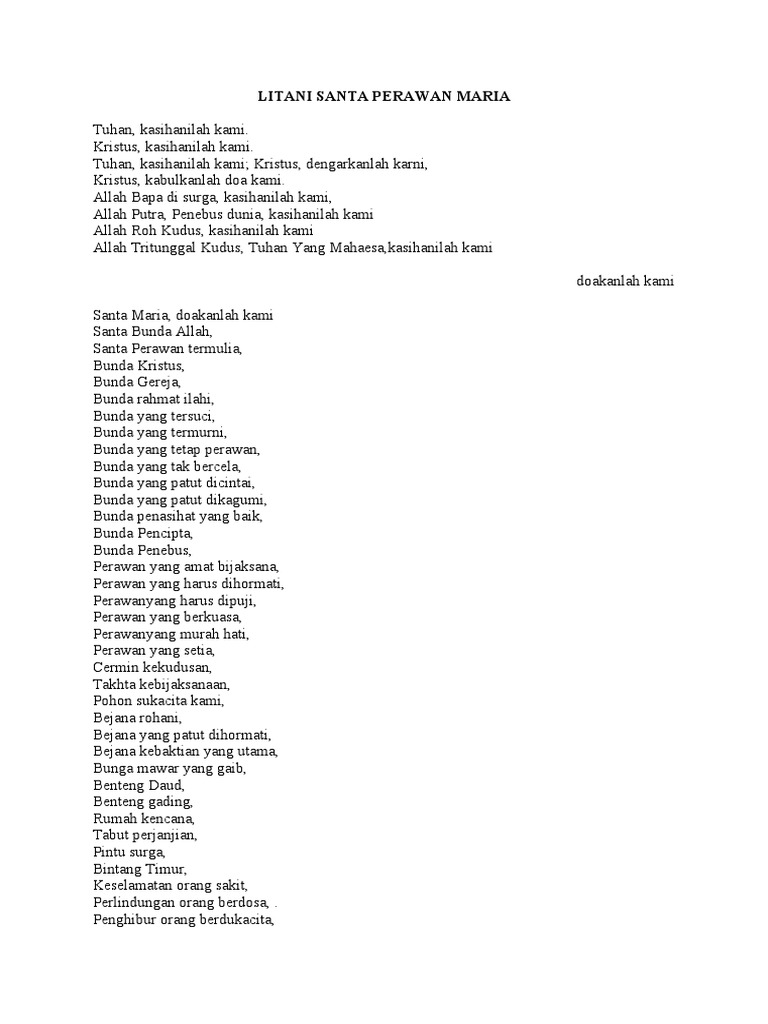 Litani Santa Perawan Maria | PDF