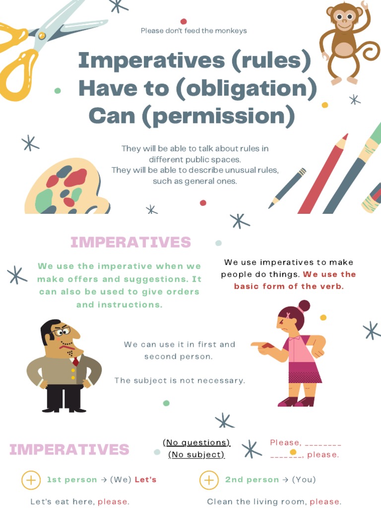 Imperatives (Rules) Have To (Obligation) Can (Permission) | Download ...