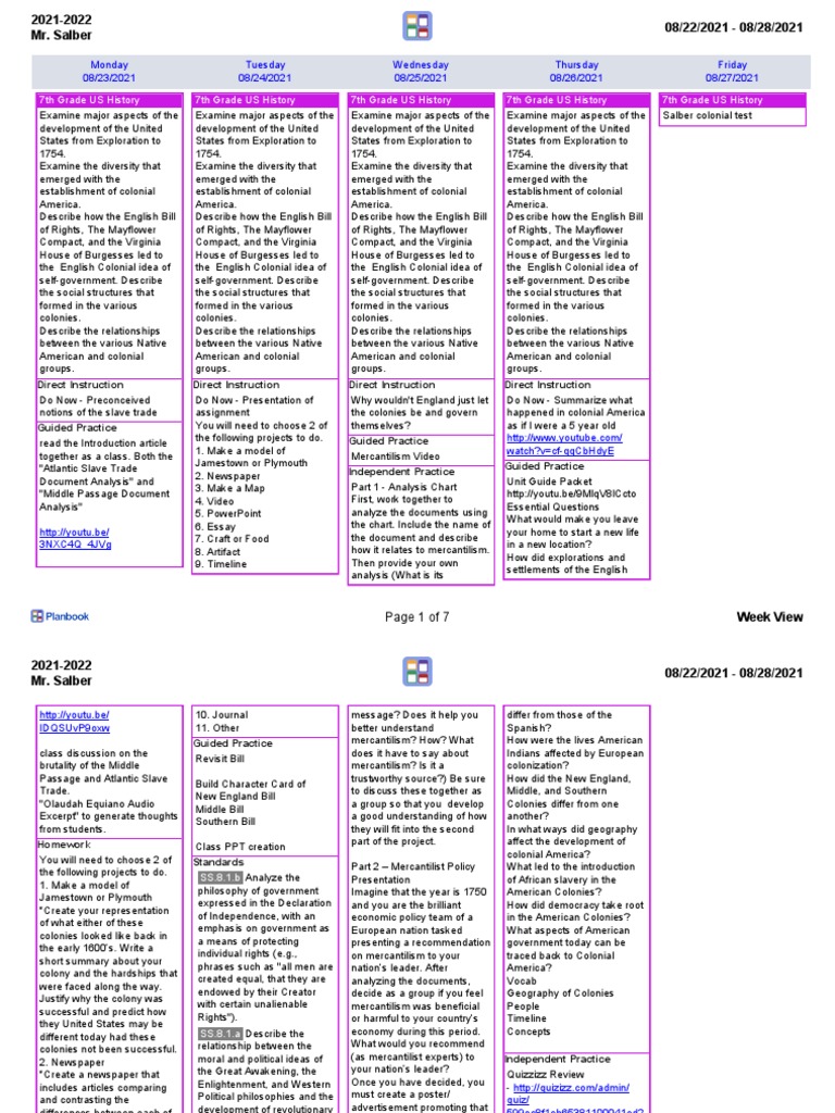 7th Grade US History: Colonial America | PDF | Mercantilism