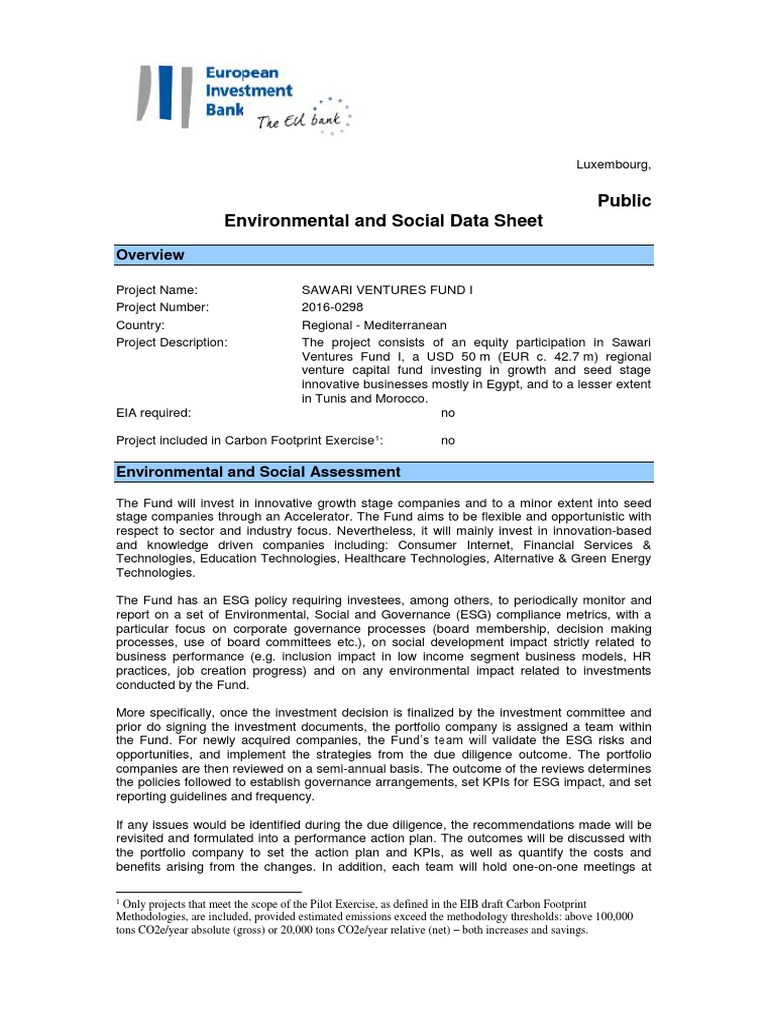 Public Environmental and Social Data Sheet | PDF | Environmental Impact ...