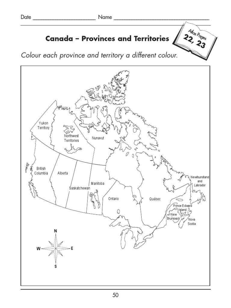 Provinces and Territories of Canada Worksheet | PDF