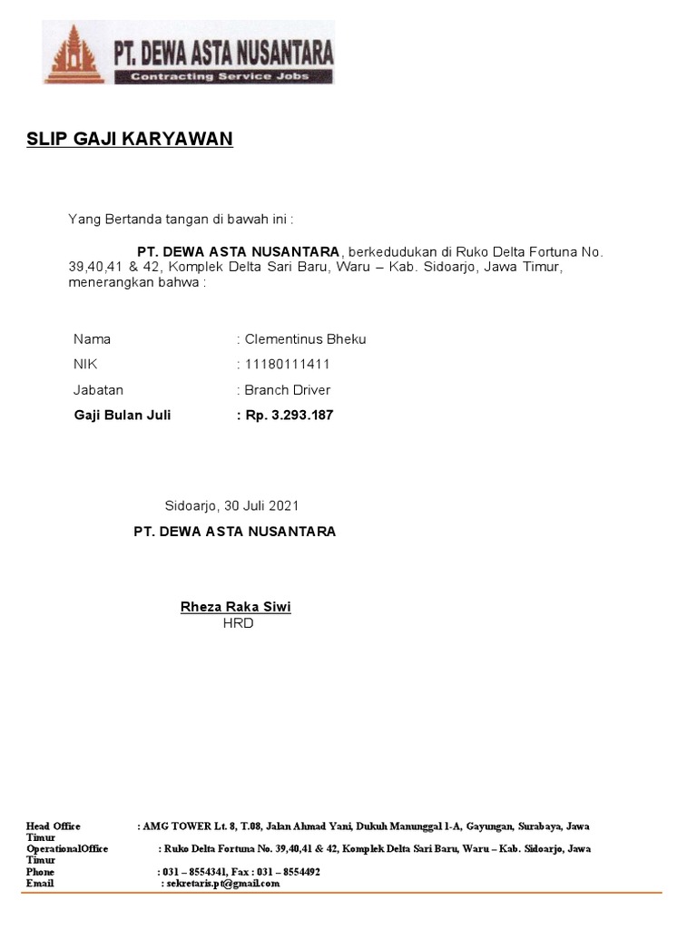 Kop Surat Pt. Dewa | PDF