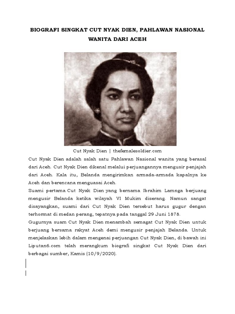 Biografi Singkat Cut Nyak Dien | PDF Biografi Singkat Cut Nyak Dien | PDF