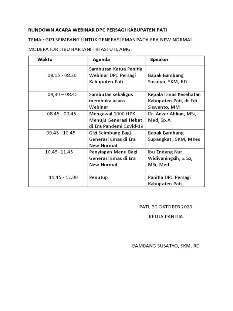 Rundown Acara Webinar | PDF