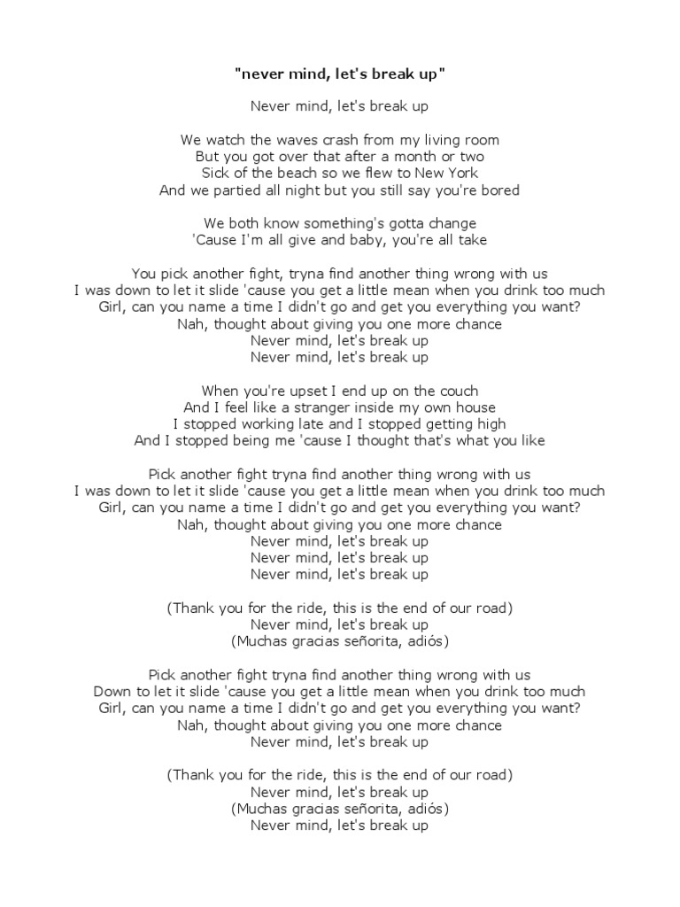 Nevermind, Lets Break Up | PDF
