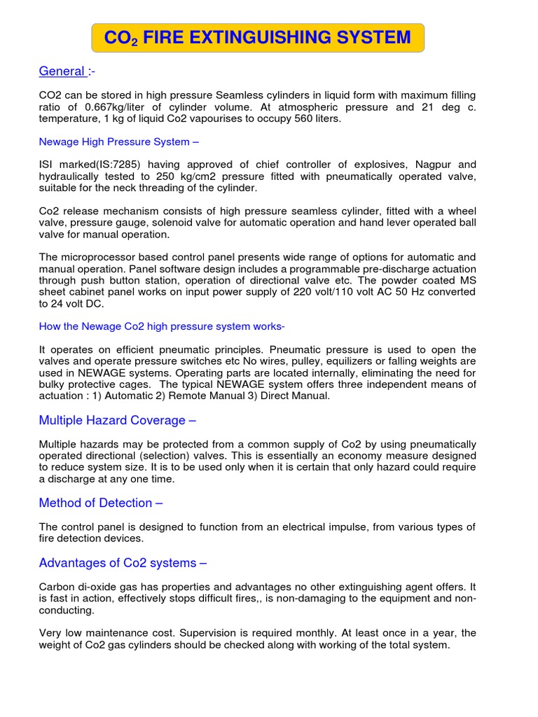 CO2 Fire Suppression System Overview | PDF | Technology & Engineering