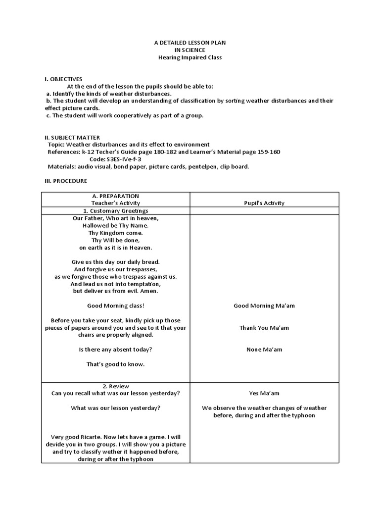 Lesson Plan Weather Disturbances | PDF | Monsoon | Thunderstorm