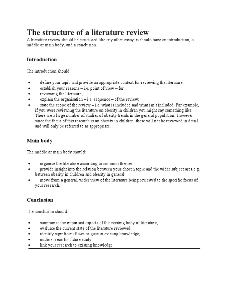 The Structure of A Literature Review | PDF | Theory | Science