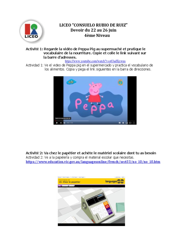 Vocabulaire de la nourriture en PDF | PDF