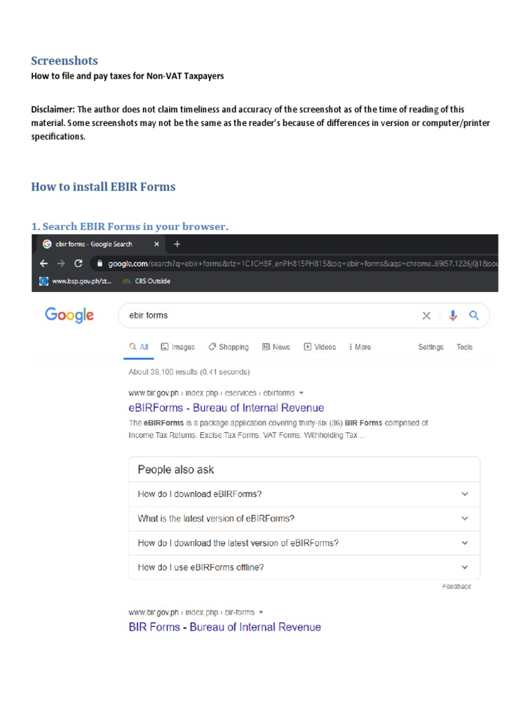 Screenshots: 1. Search EBIR Forms in Your Browser | PDF | Icon ...