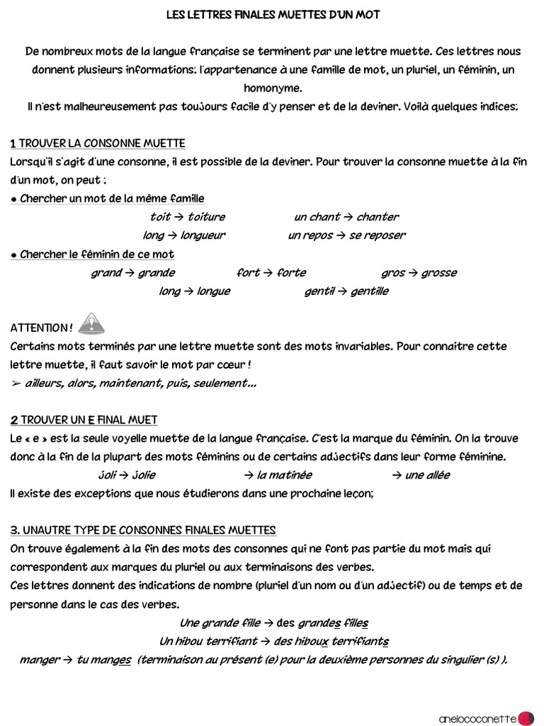 Lettre Finale Muette Activite | Descargar gratis PDF | Genre ...