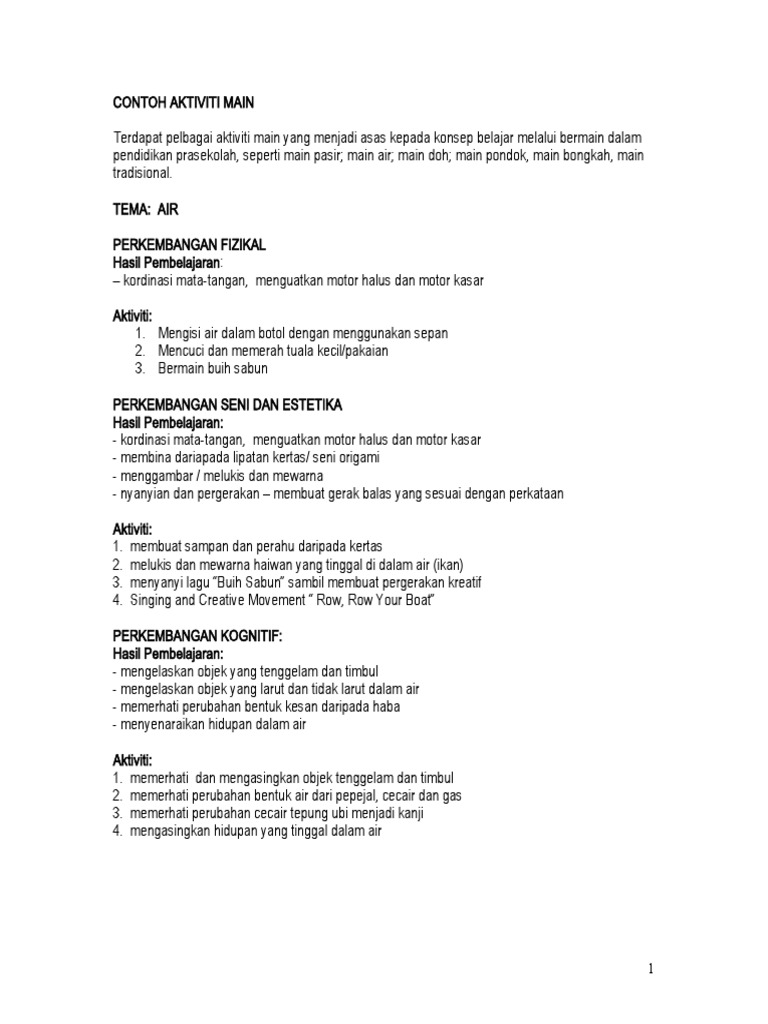 Contoh Aktiviti Main | PDF