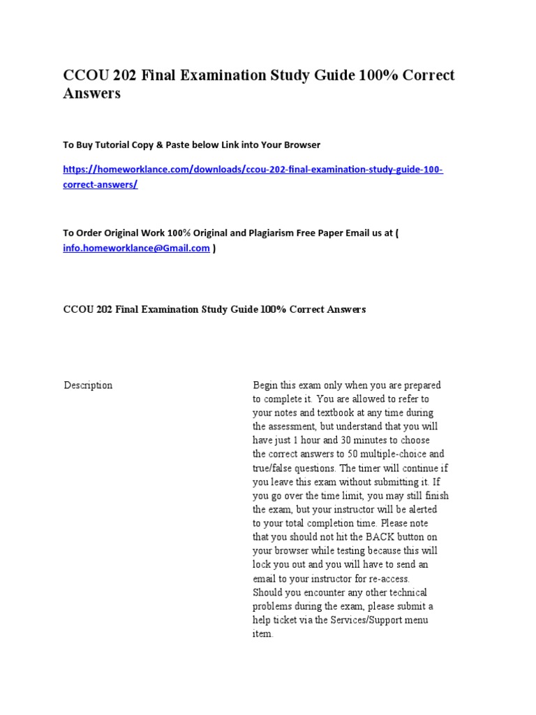 CCOU 202 Final Examination Study Guide 100% Correct Answers | PDF ...