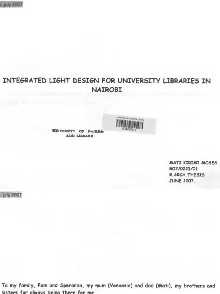 Mati Kirimi Moses June 2007 | PDF | Lighting | Libraries