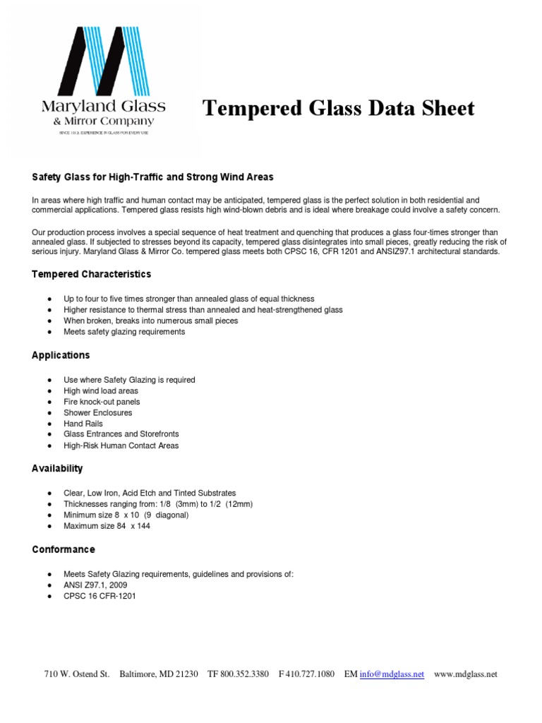 Tempered Glass Data Sheet: Safety Glass For High-Traffic and Strong ...