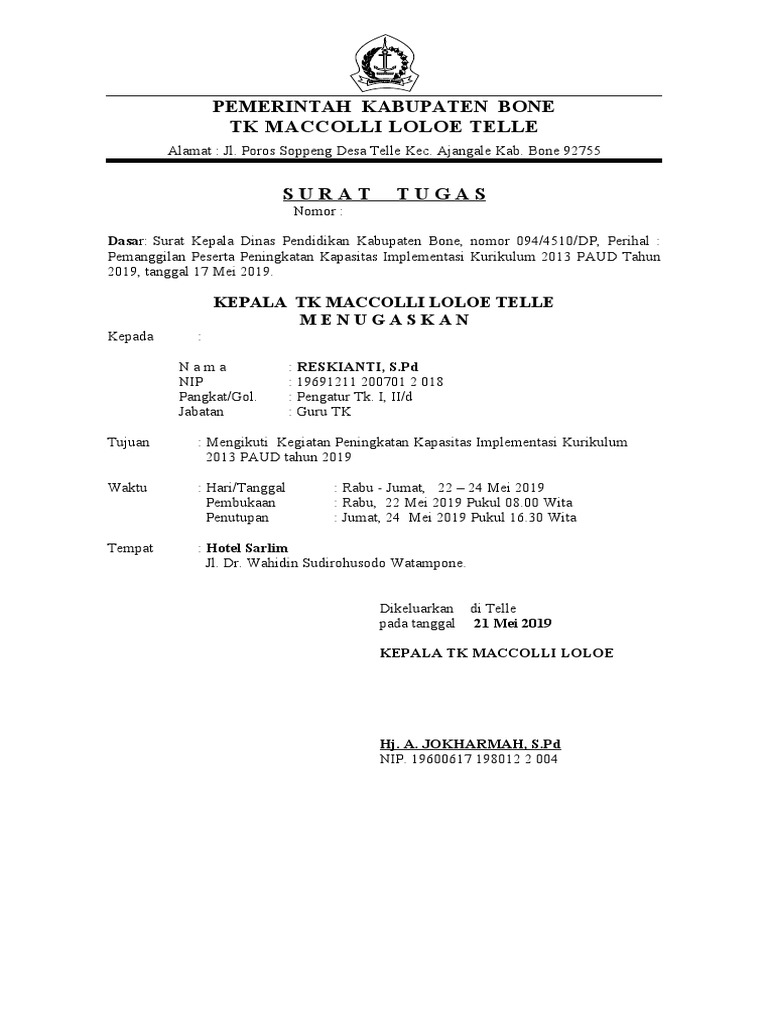 Format Surat Tugas Pdf