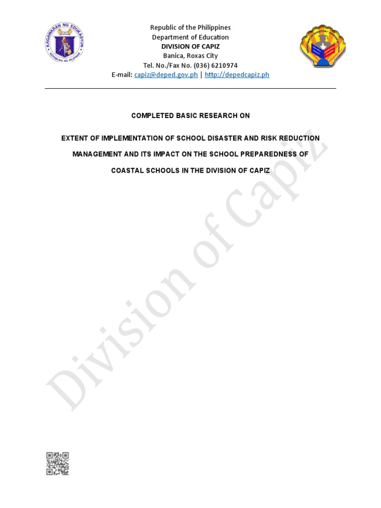 Action Research For Deped | PDF | Disaster Risk Reduction | Emergency ...