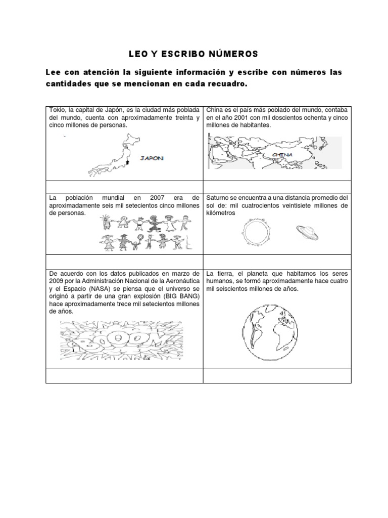 Leo y Escribo Números 09 Sep | PDF
