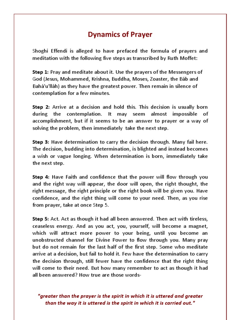Dynamics of Prayer (Shoghi Effendi) | PDF
