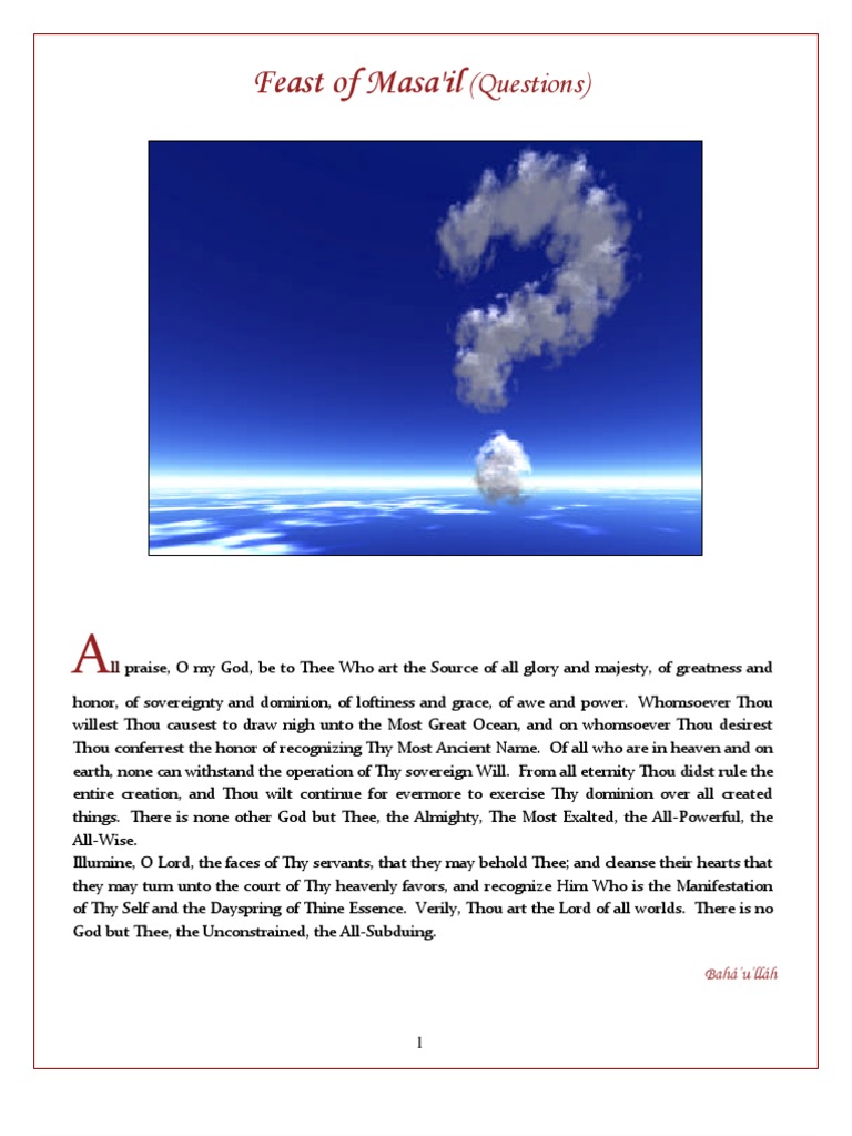 Feast of Masa'il: Divine Questions | PDF | Glory (Religion) | God